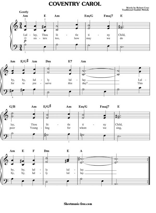 Download Coventry Carol Sheet Music Christmas Sheet Music – Download